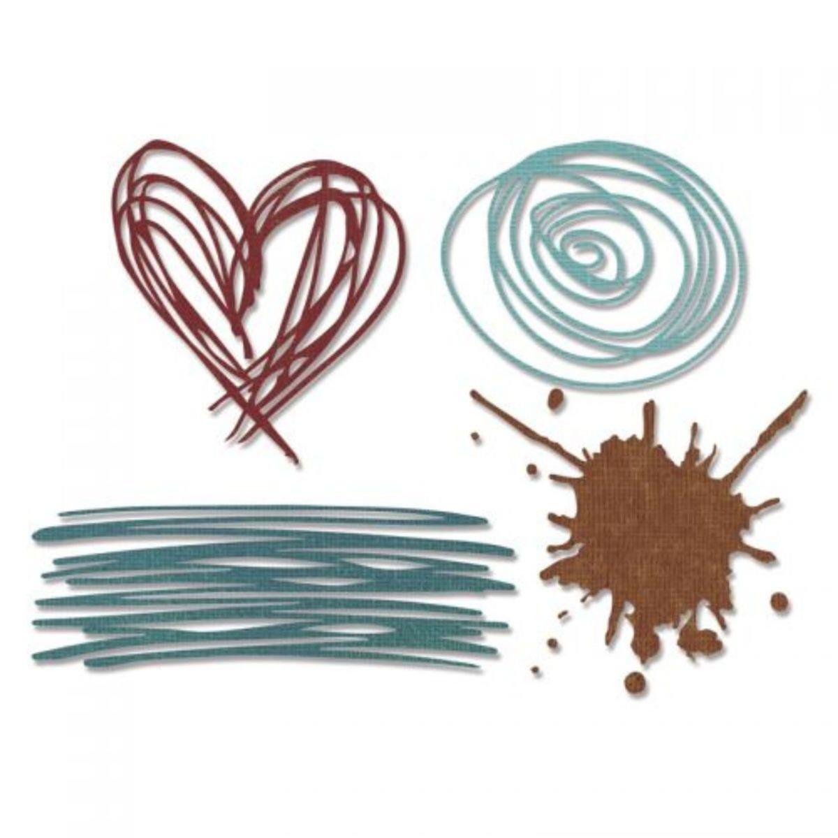 Thinlits Die Set 4PK Scribbles & Splat by Tim Holtz | HobbyMaker