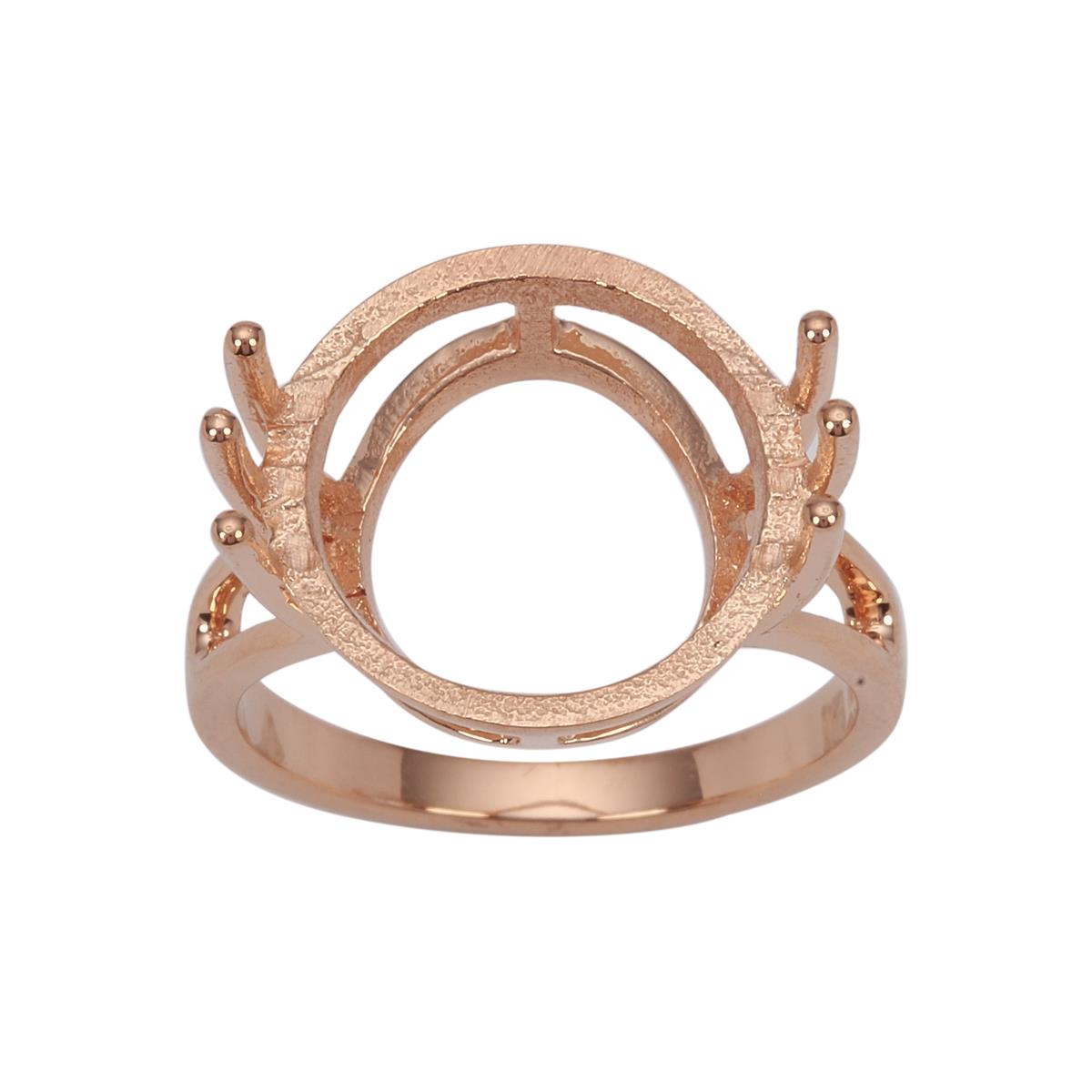 Rose Gold Plated 925 Sterling Silver Ring Mount (To fit 15mm Gemstones ...