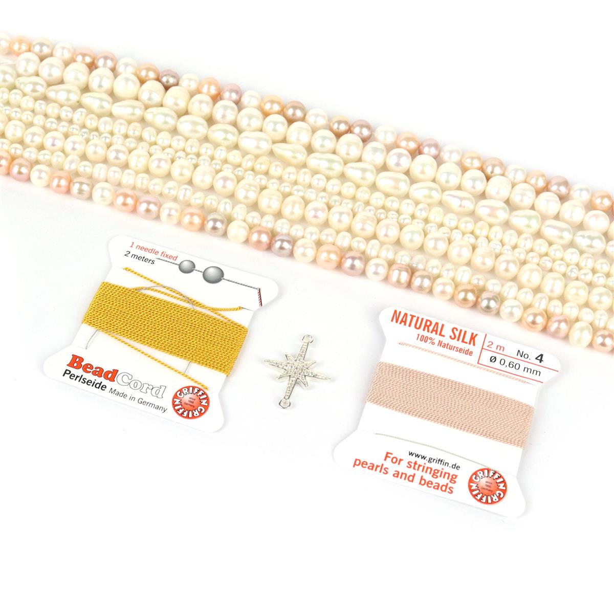 Magic Pearls; 8 Strands White Freshwater Pearls, 2x Silk Thread ...