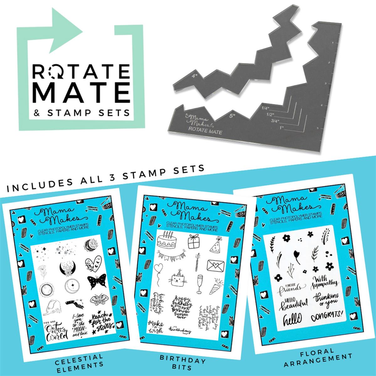 Mama Makes - Rotate Mate Acrylic Tool and 3 Stamp Sets | HobbyMaker