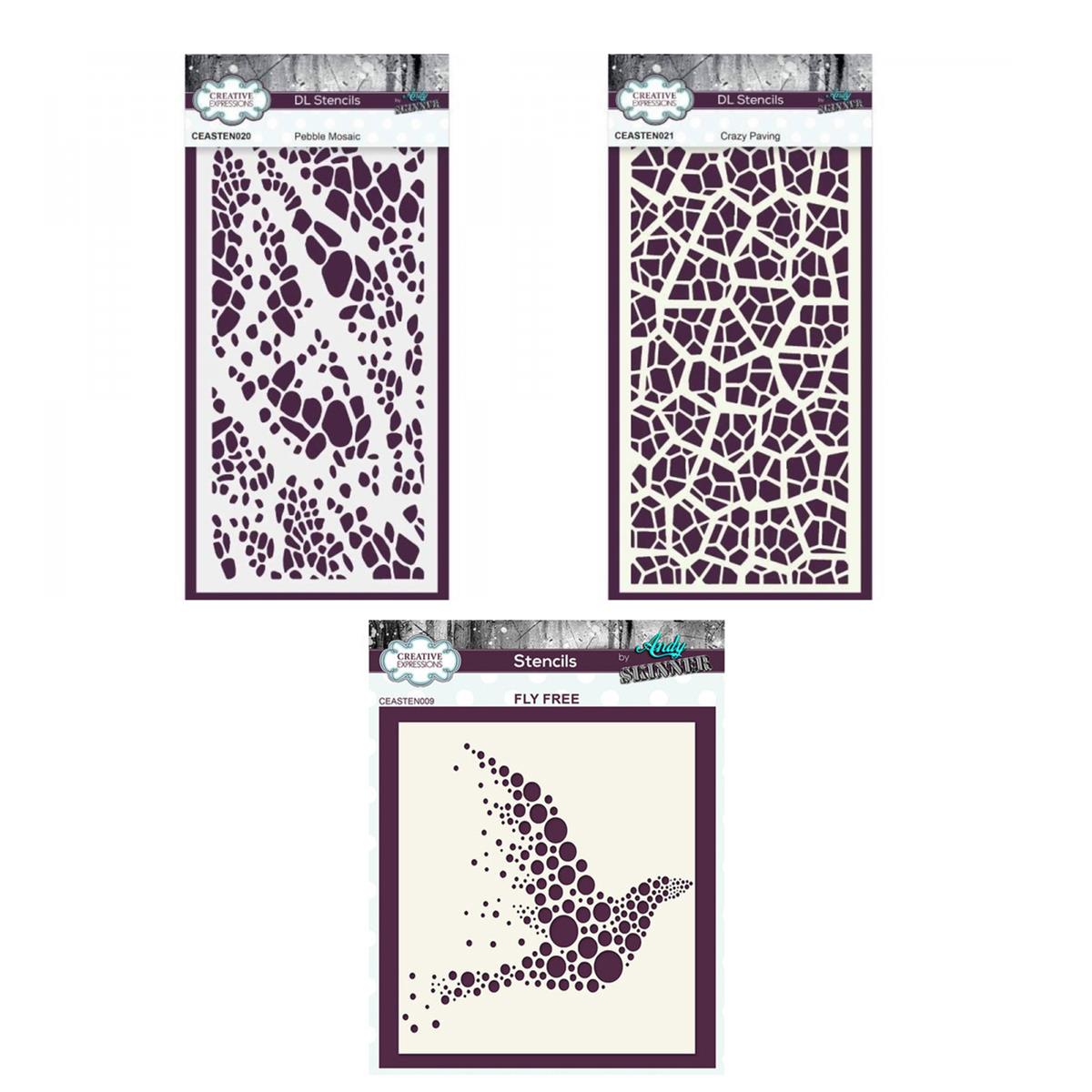 Creative Expressions Andy Skinner Stencils - Set of 3 | HobbyMaker