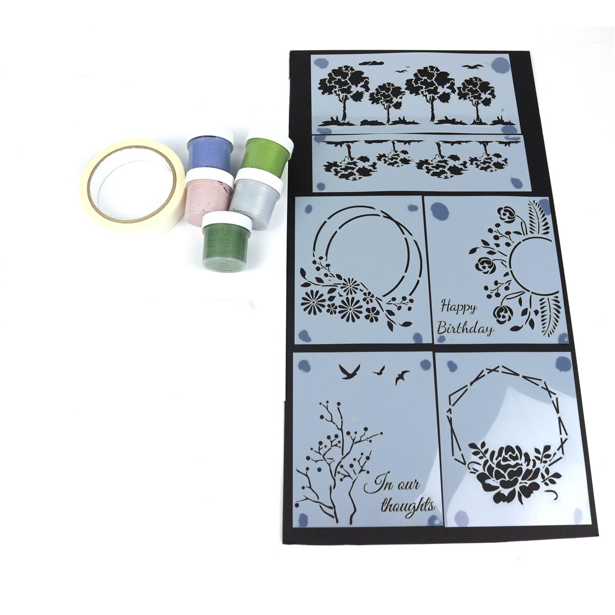 In the Garden Stencil and Paste Kit, includes 6 stencils, roll stencil tape & Palette knife ...