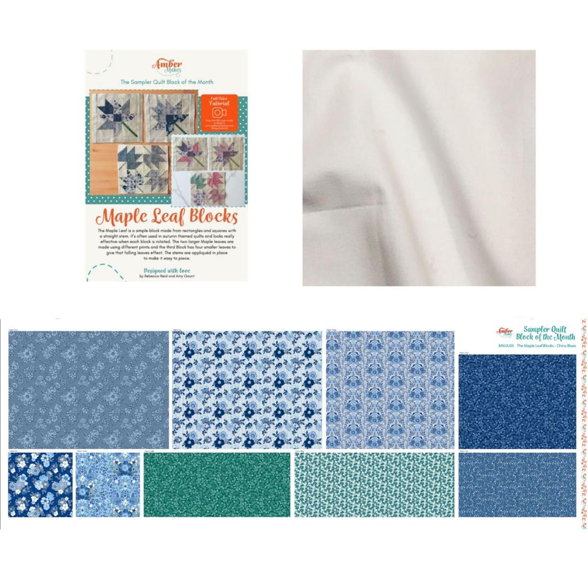 Amber Makes The Sampler Quilt Maple Leaf Blocks China Blues Kit - Part ...