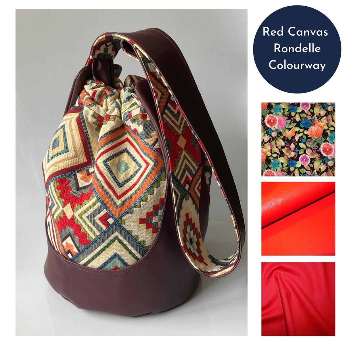 Red Canvas Rondelle Bag Kit: Pattern & Fabric (2.5m) | SewingStreet