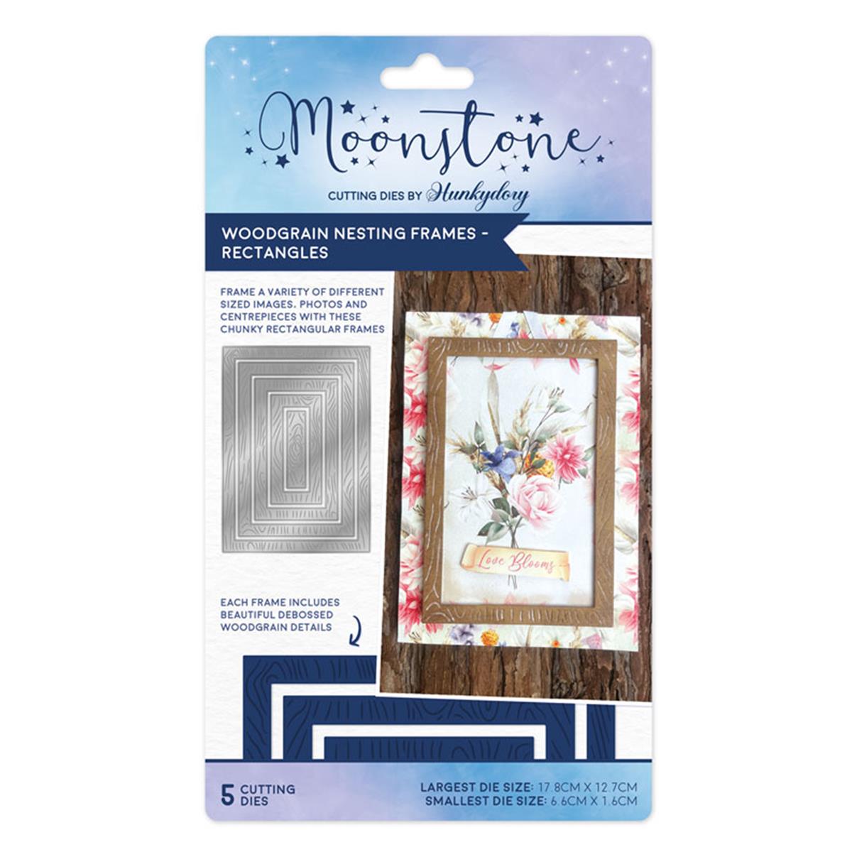 Moonstone Dies - Woodgrain Nesting Frames - Rectangles, Contains 5 ...