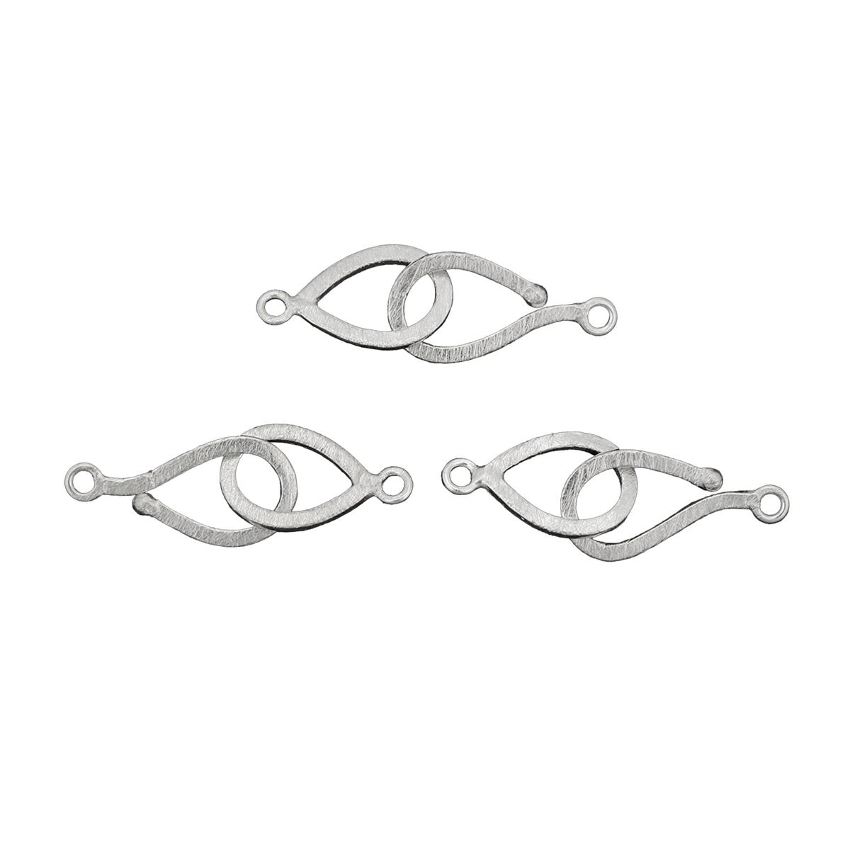 925 Sterling Silver Brushed Effect J clasp Approx 32x9mm (pack of 3 pcs ...