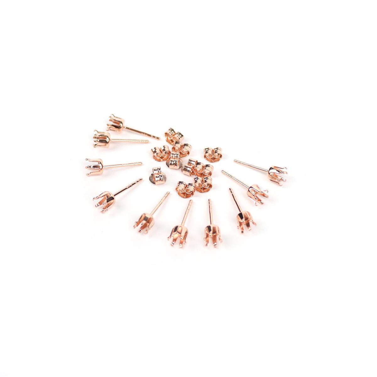 Rose Gold Plated 925 Sterling Silver Snap Set Earrings To Fit 5mm ...