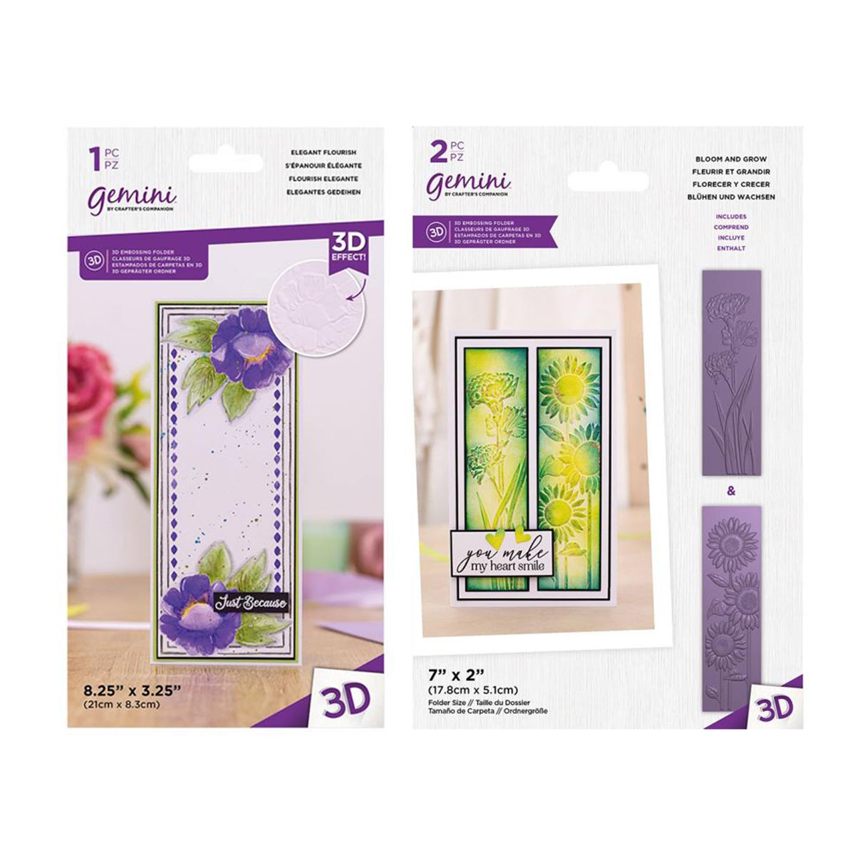 Gemini - Floral 3D Embossing Folders: Bloom & Grow & Elegant Flourish ...