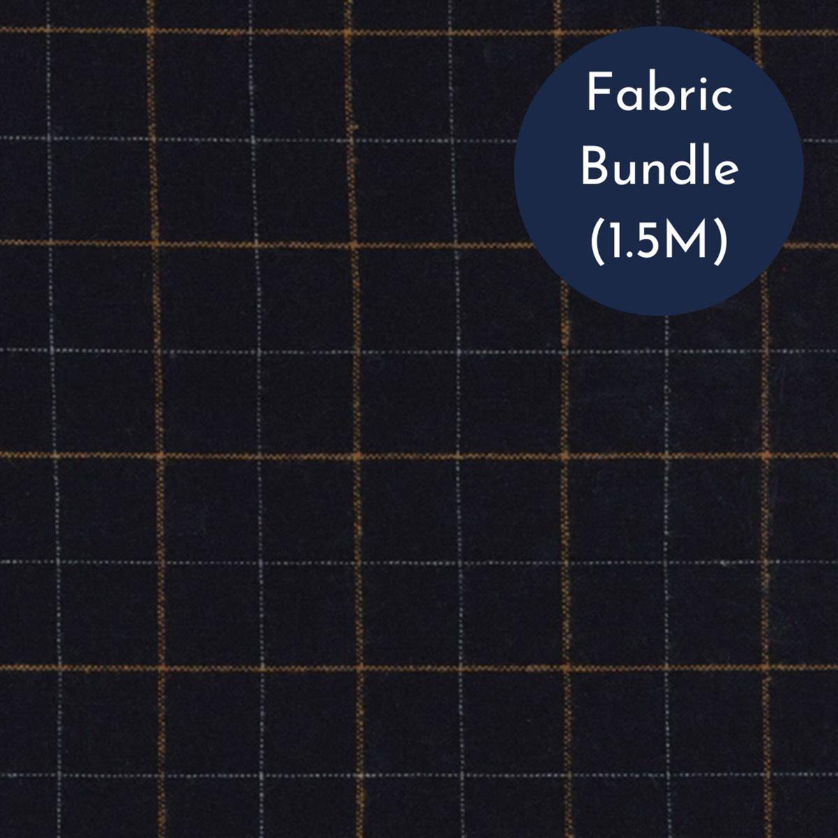 Poly Wool Navy Checks Fabric Bundle (1.5m) | SewingStreet