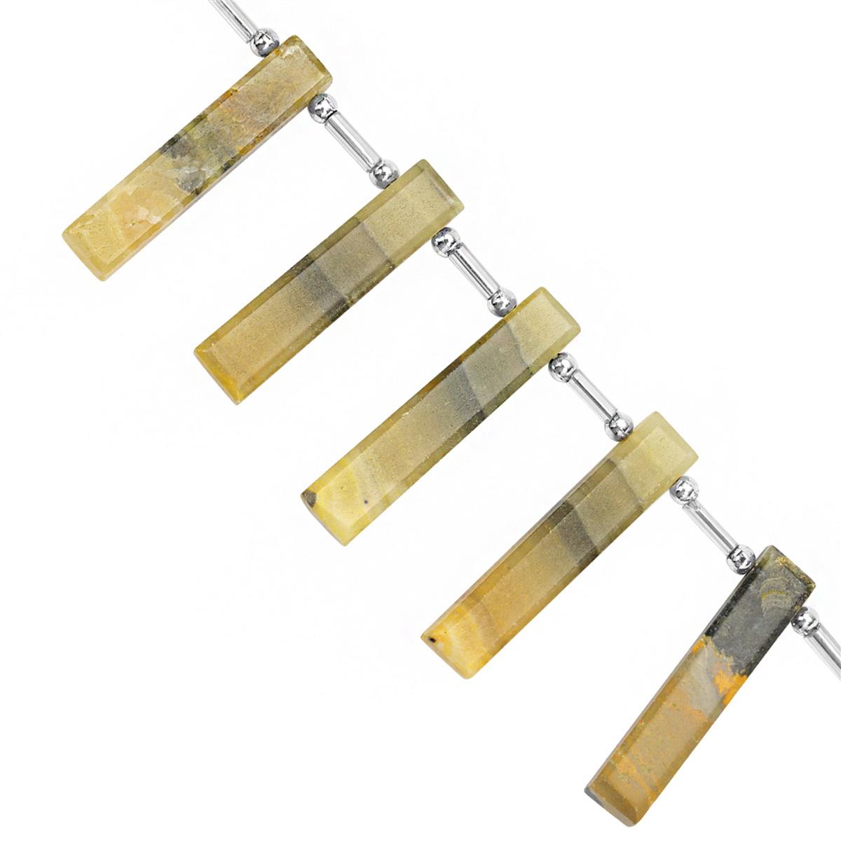 95cts Bumble Bee Jasper Faceted Bars Approx 18x5 to 38x6mm, 18cm Strand ...