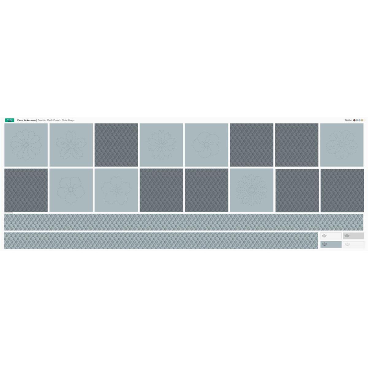 Cara Ackerman's Sashiko Quilt panel - Slate Greys | SewingStreet