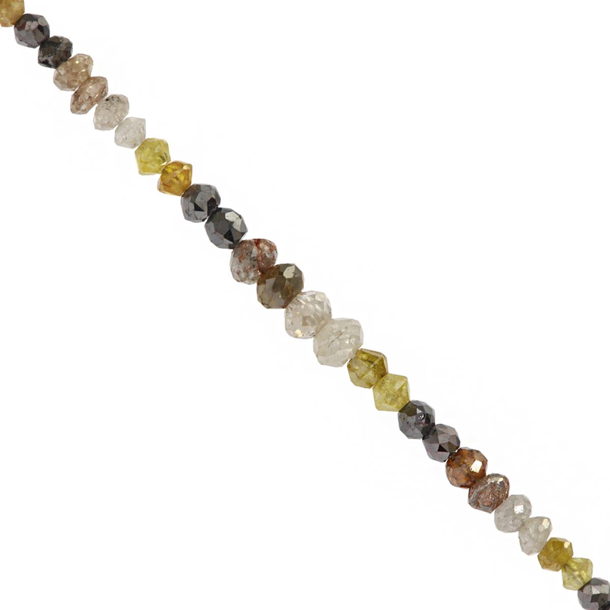 1.40cts Multi Diamond Faceted Roundels Approx 2mm 5cm Strands ...