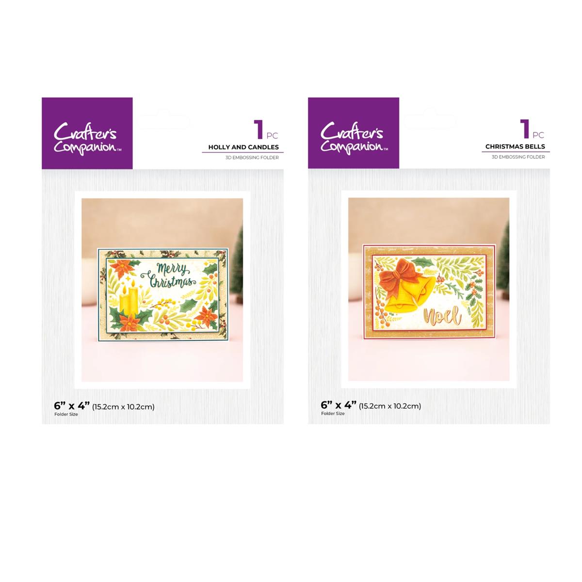 Crafter's Companion - 6x4 3D Embossing Folder Duo - Holly and Candles ...
