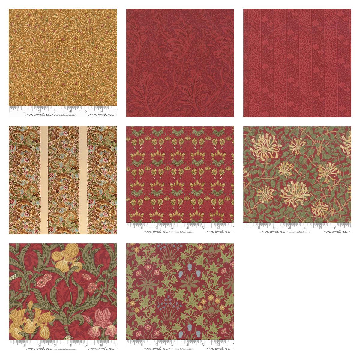 Moda May Morris Studio Crimson Fabric Bundle (4m) | JewelleryMaker