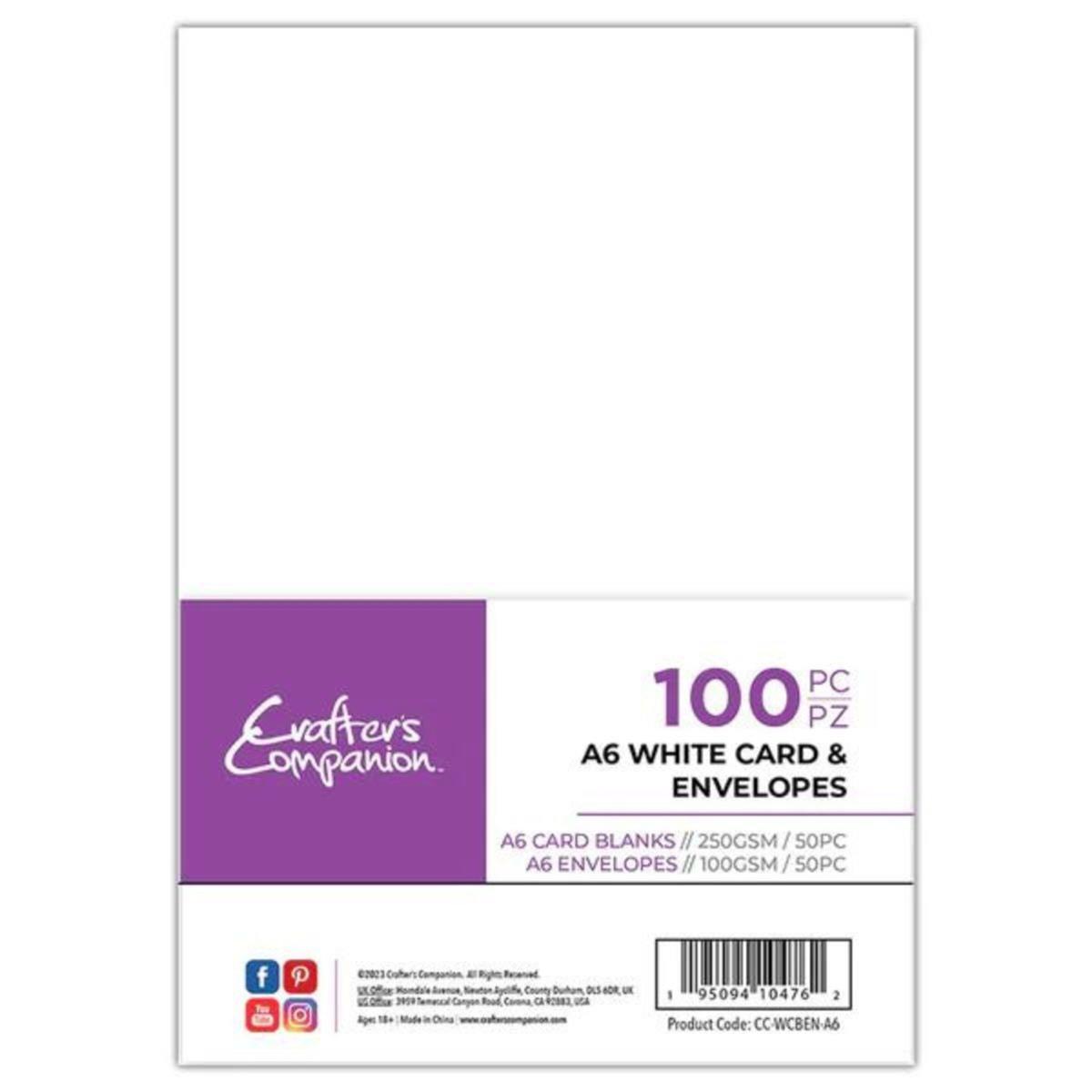Crafter's Companion - A6 White Card & Envelopes 100pc | HobbyMaker