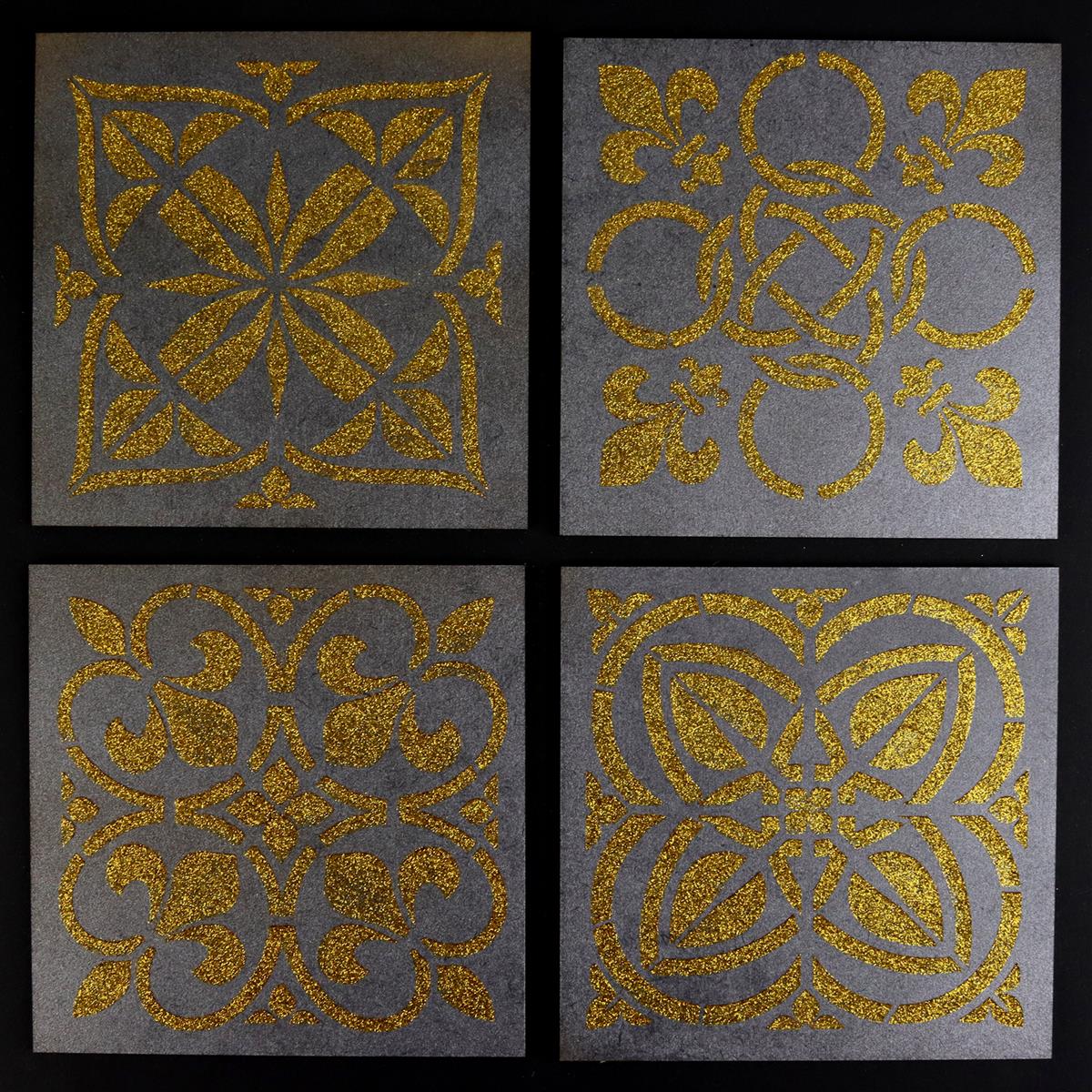 4x MDF Wall Boards and 4 x stencils, plus 30mls of Paste | HobbyMaker