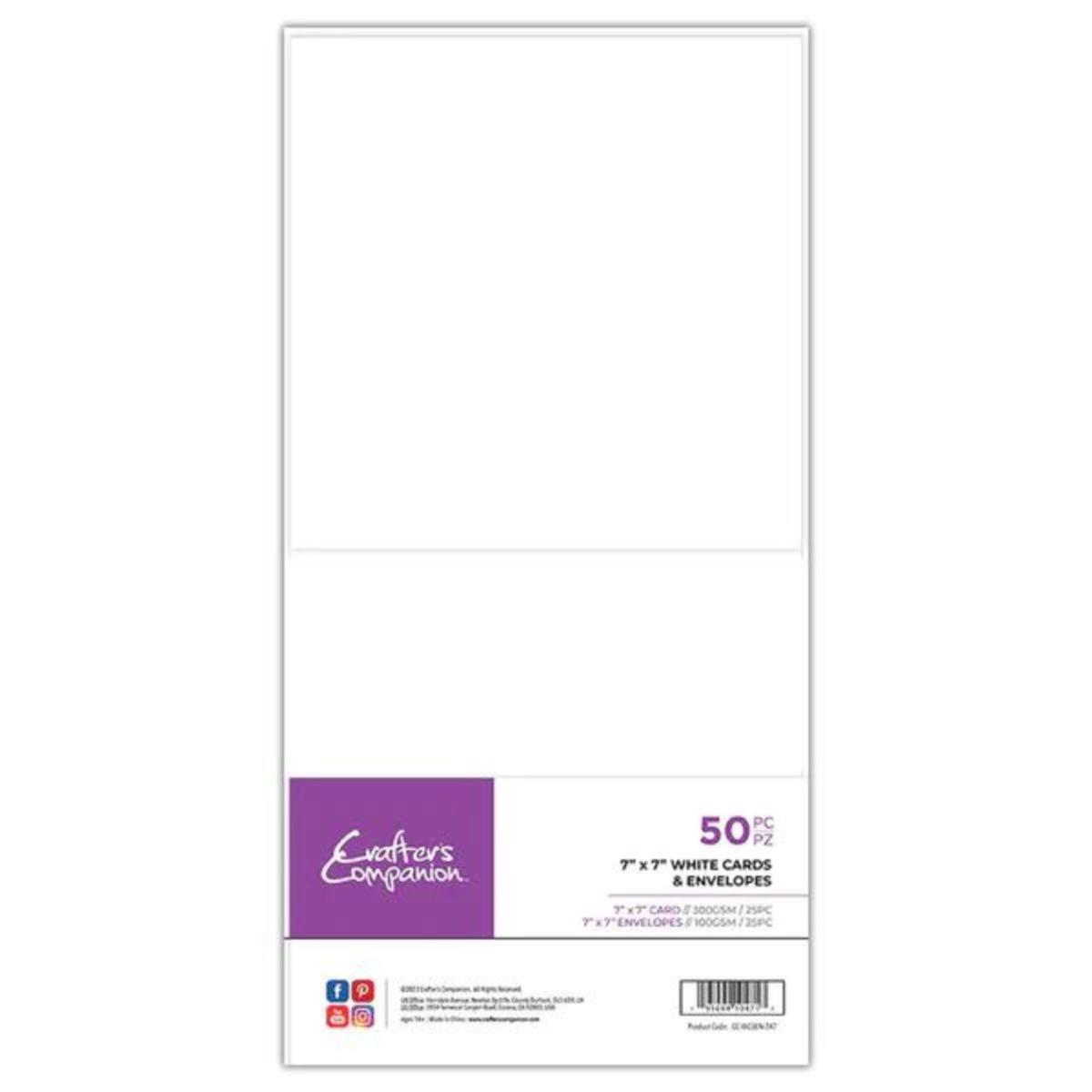 Crafter's Companion - 7x 7 White Card & Envelopes 50pc | HobbyMaker