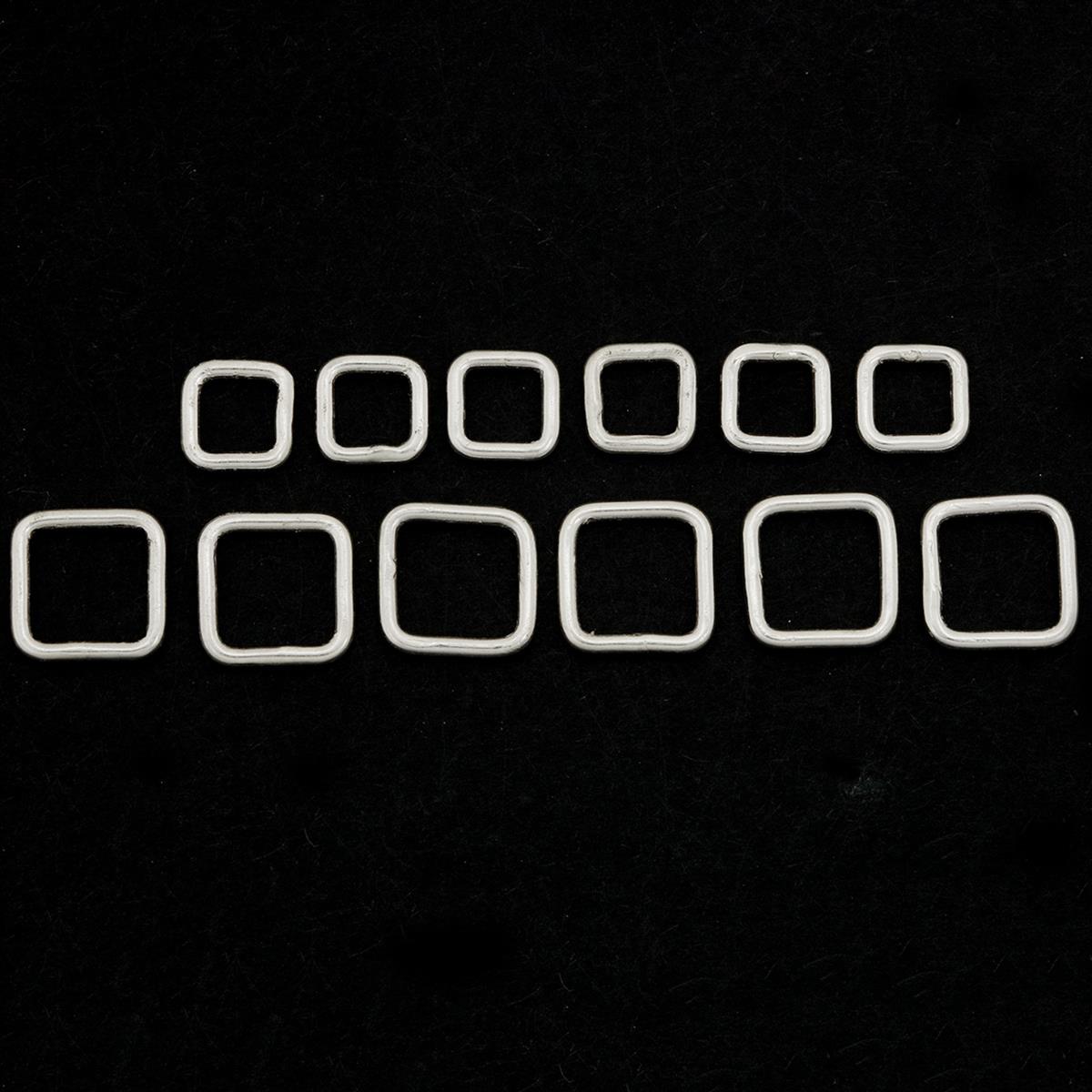 925 Sterling Silver closed Square Jump Rings, Approx 10mm & 7mm (pack ...