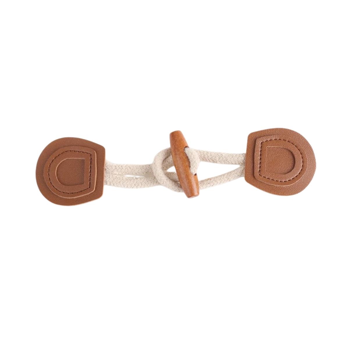 Brown Leather & Rope Toggle Clothing Fastener | SewingStreet