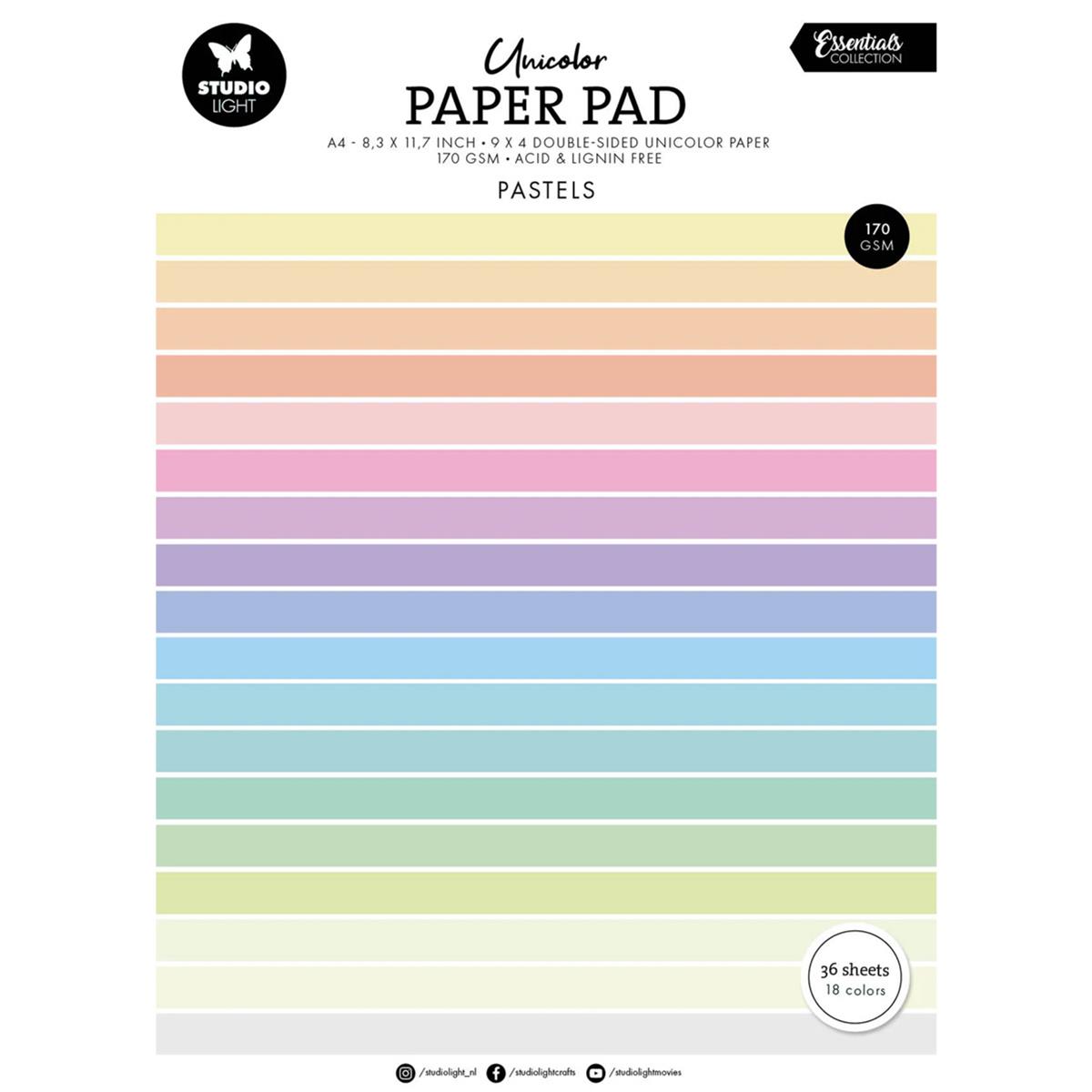 SL Unicolor A4 paper pad Pastels tones Essentials, 36 sheets, 18 ...