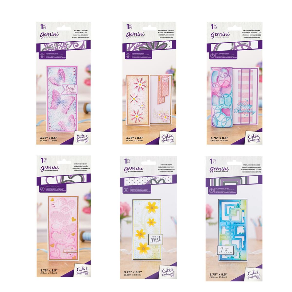 Gemini Slimline Aperture Cut & Emboss Folders 6PC Collection | HobbyMaker
