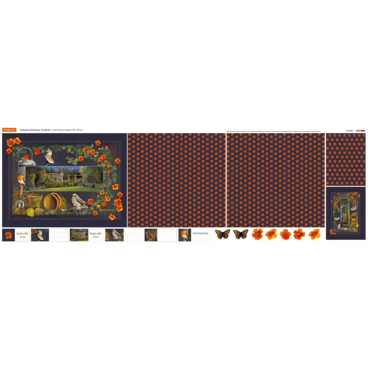 Pollyanna Pickering Farmhouse Garden Cushion Fabric Panel (140 x 45cm ...