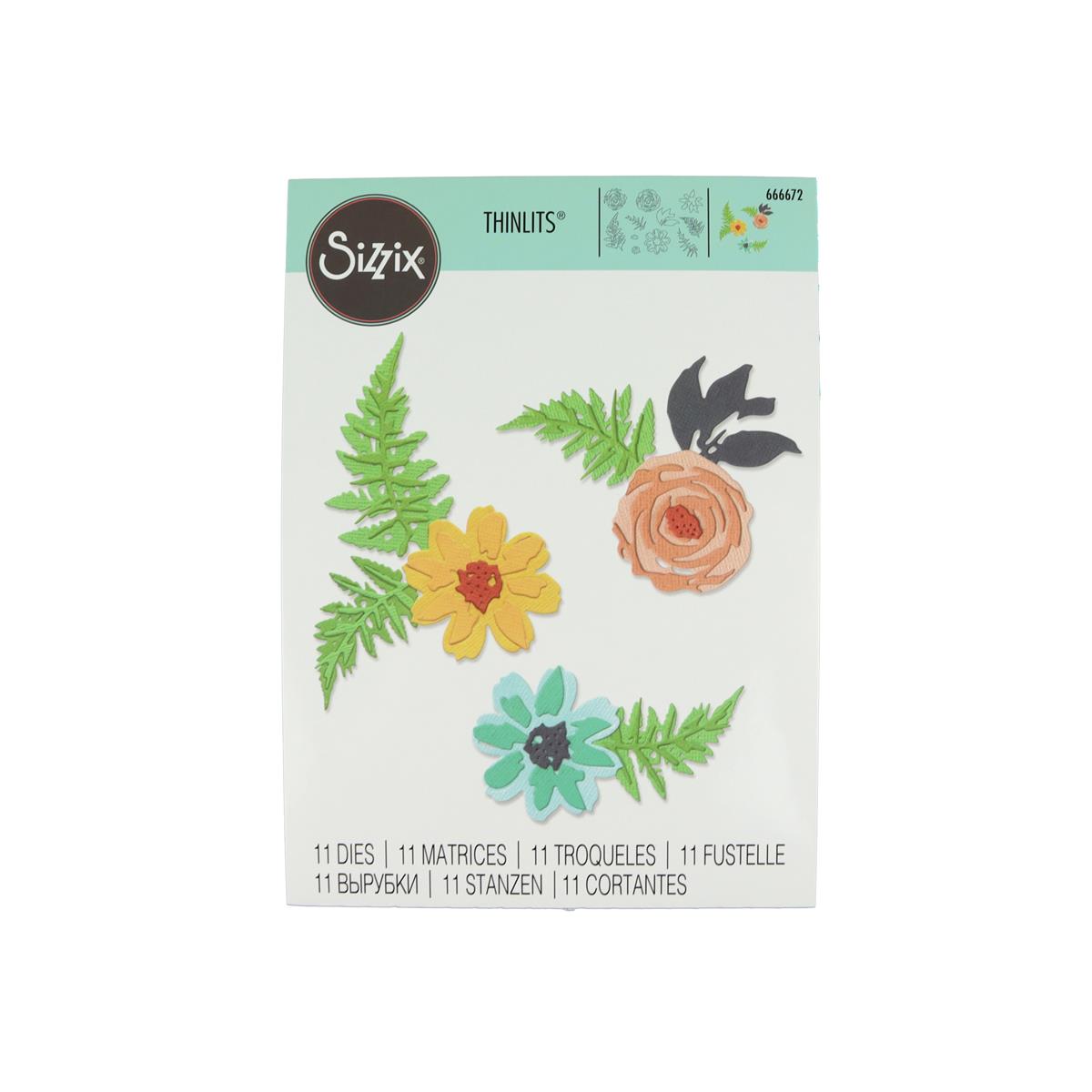 Sizzix® Thinlits® Die Set 11PK – Flowers & Fern by Sizzix | HobbyMaker