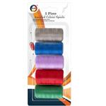 Polyester Assorted Coloured Threads Pack Of 5 (Total 1250m) | SewingStreet