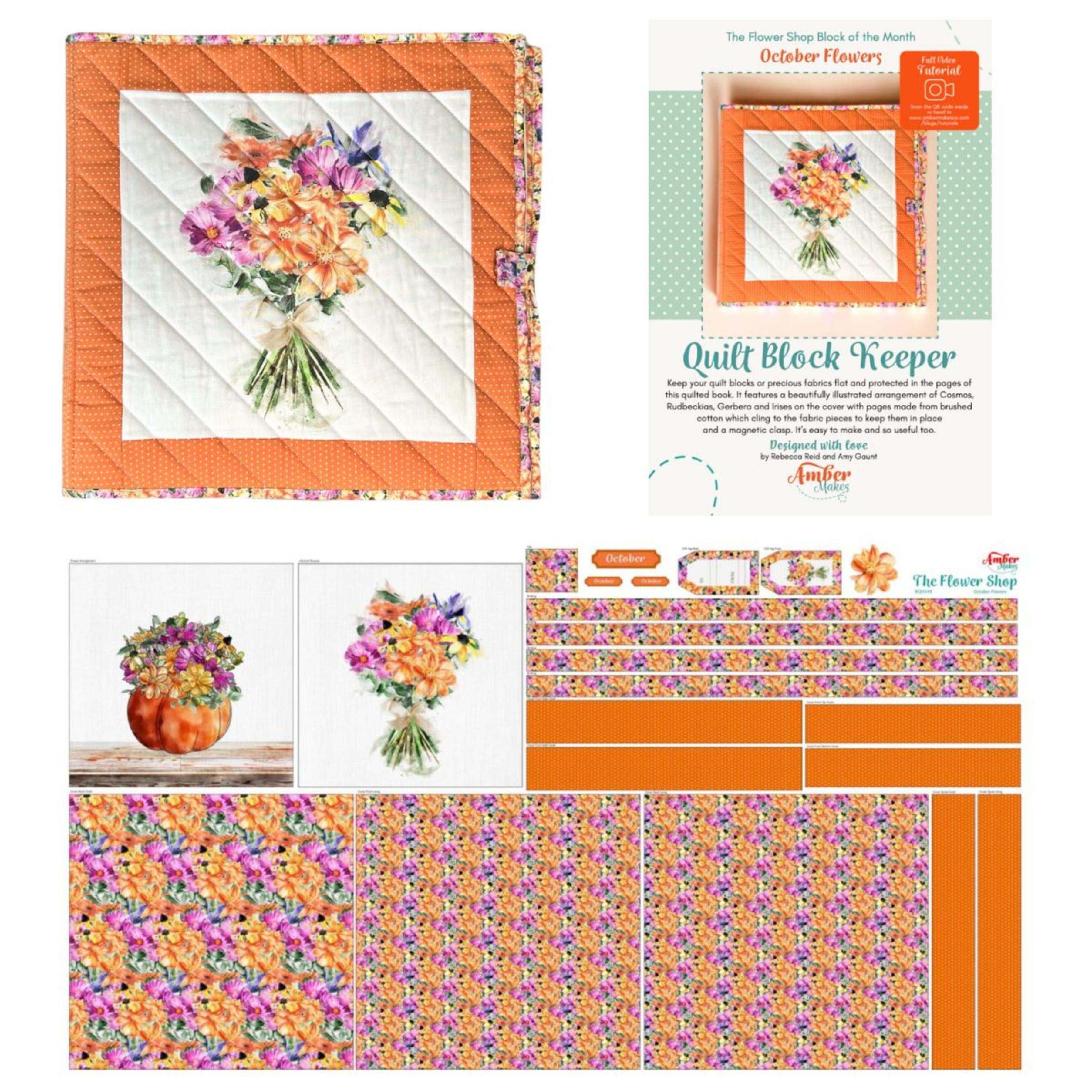 Amber Makes October The Flower Shop Block of the Month Kit Quilt Block ...