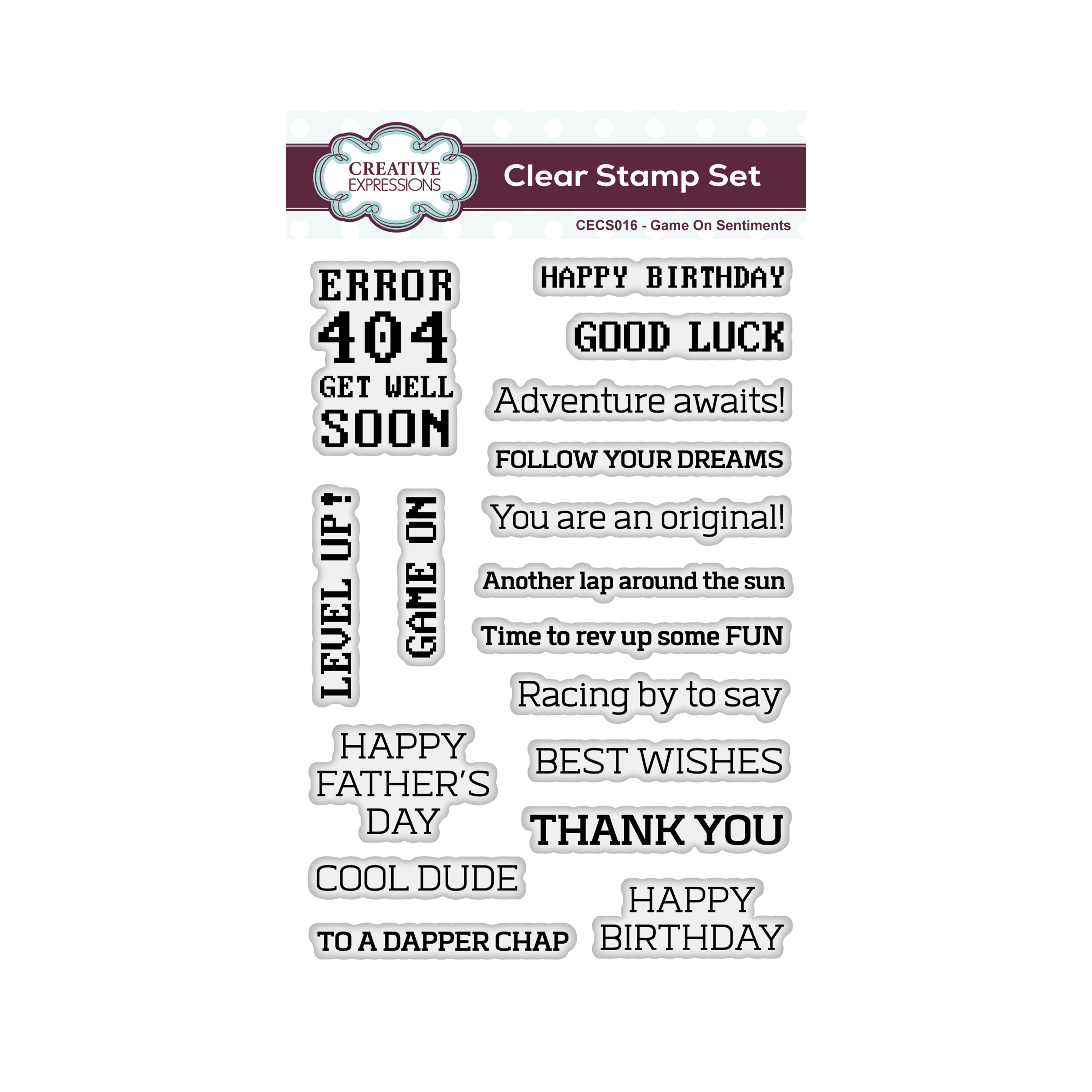 Game On Sentiments A6 Clear Stamp Set By Creative Expressions | HobbyMaker