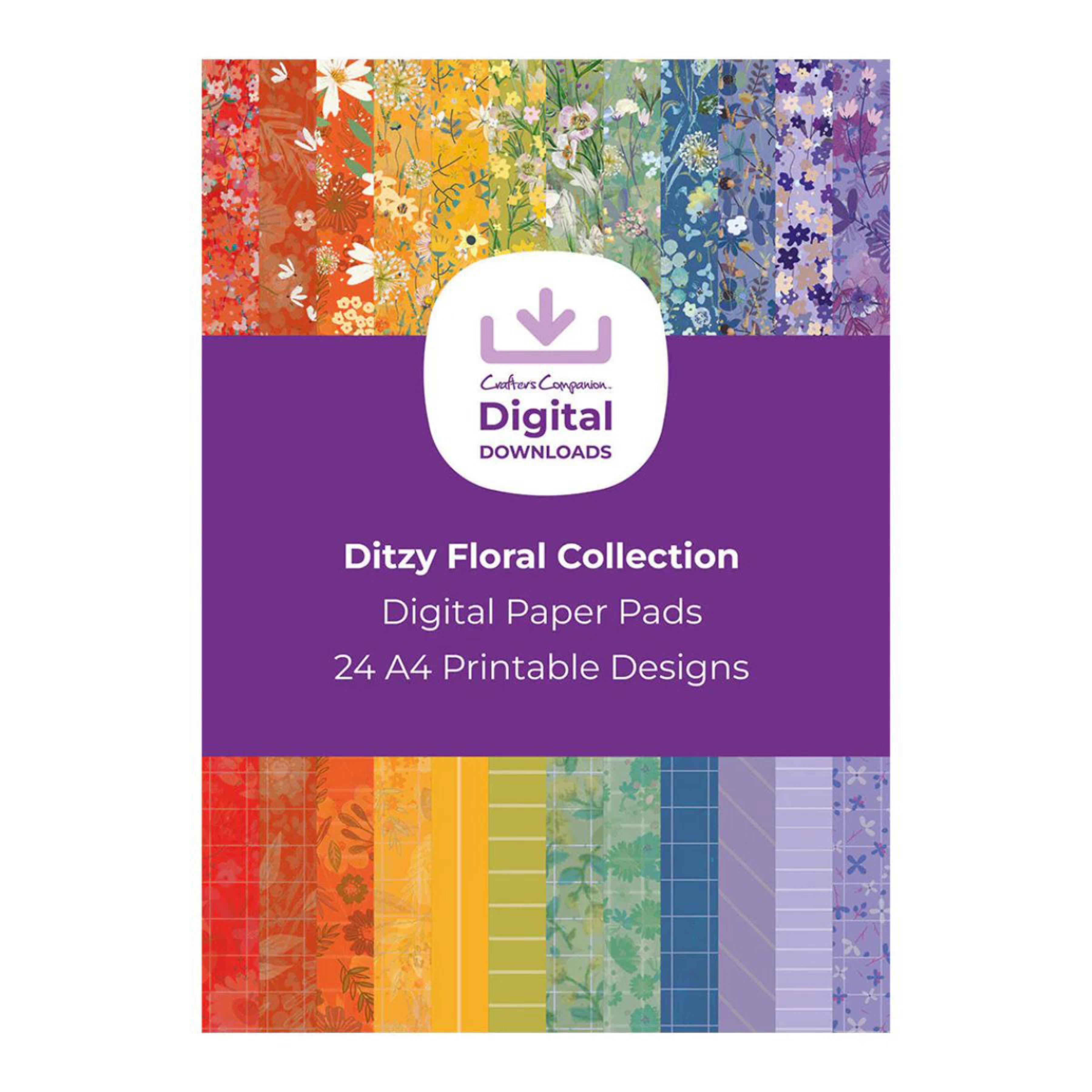 Ditsy Floral Collection - Digital Paper Pad - 24 Designs | HobbyMaker