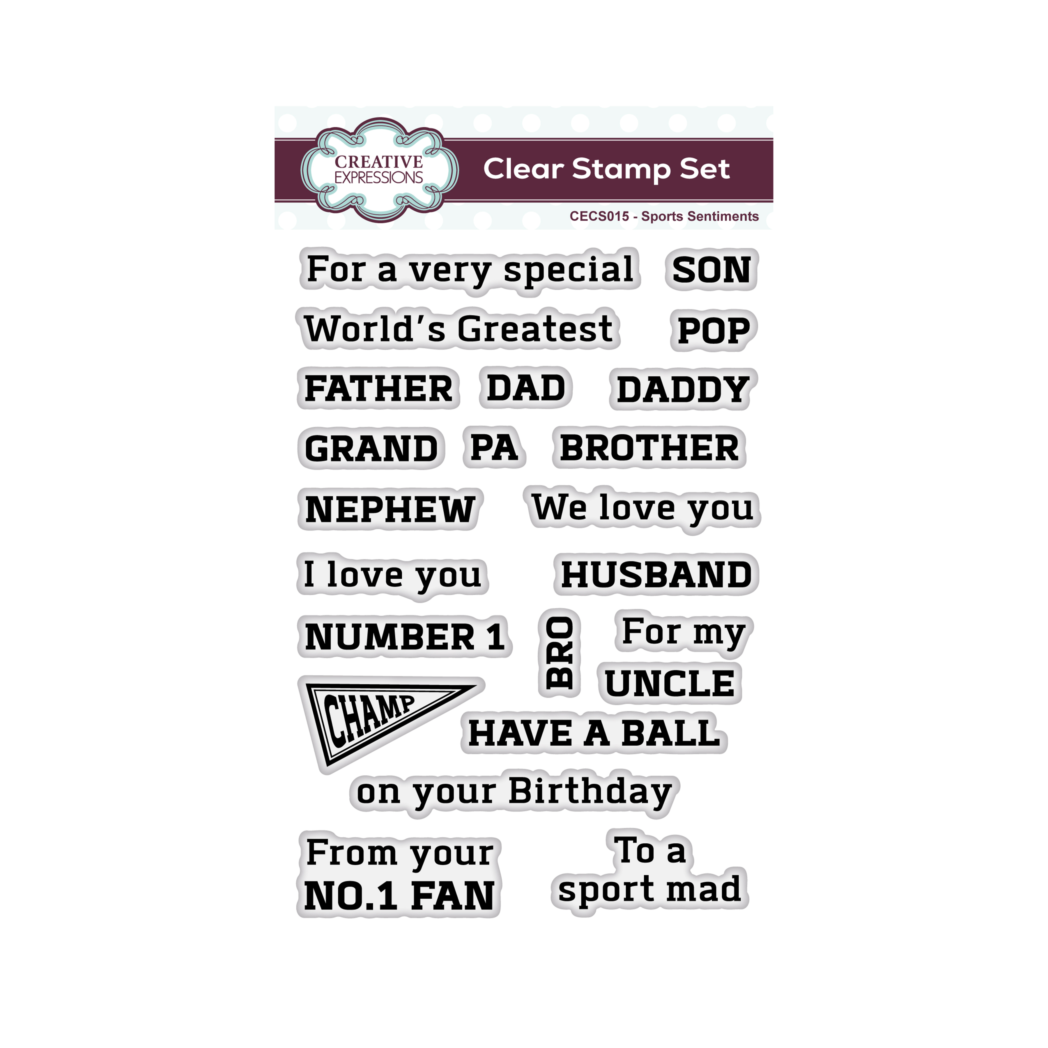 Sports Sentiments A6 Clear Stamp Set By Creative Expressions | HobbyMaker