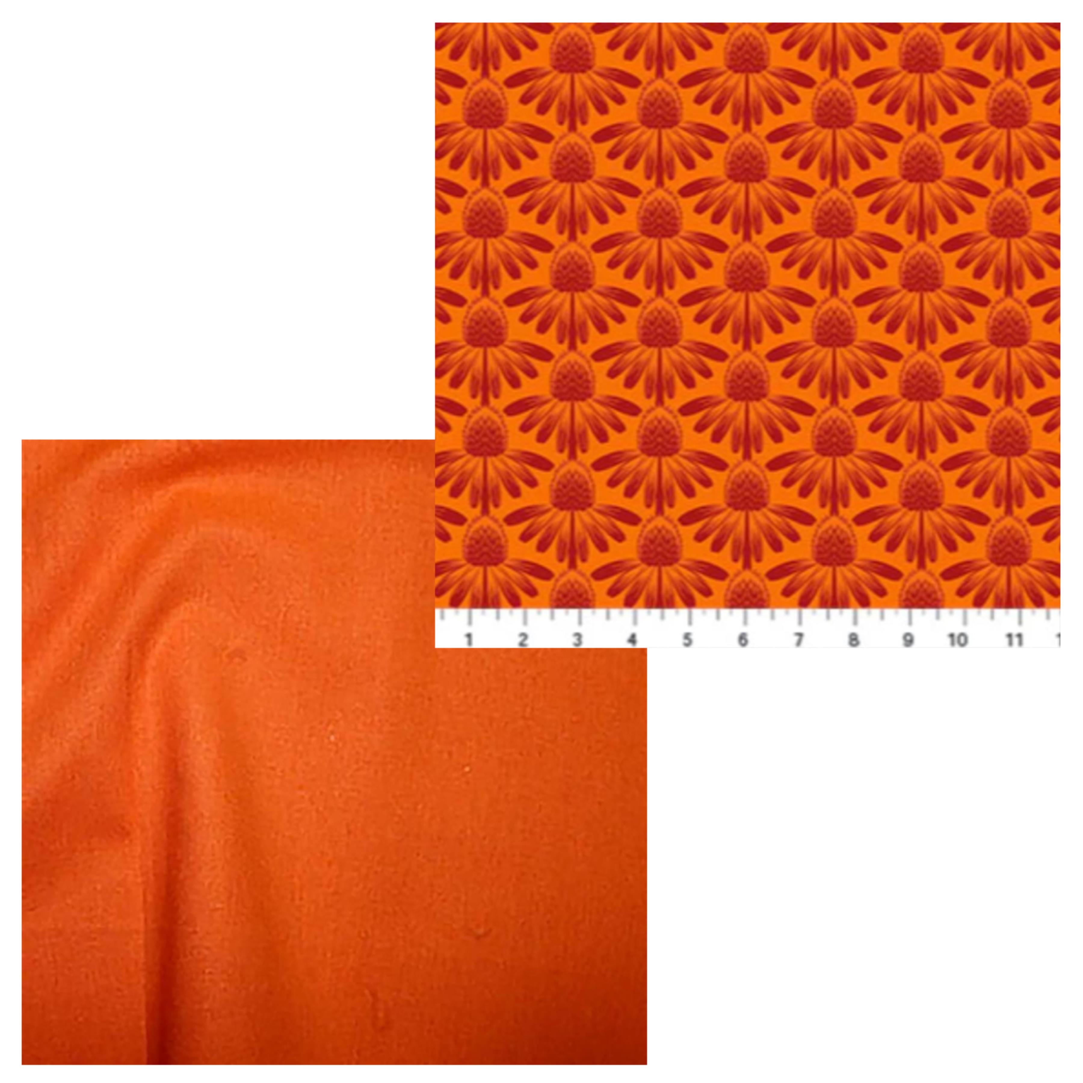Anna Maria Indelible Cheery Daisies Red on Orange Fabric Bundle (1m ...