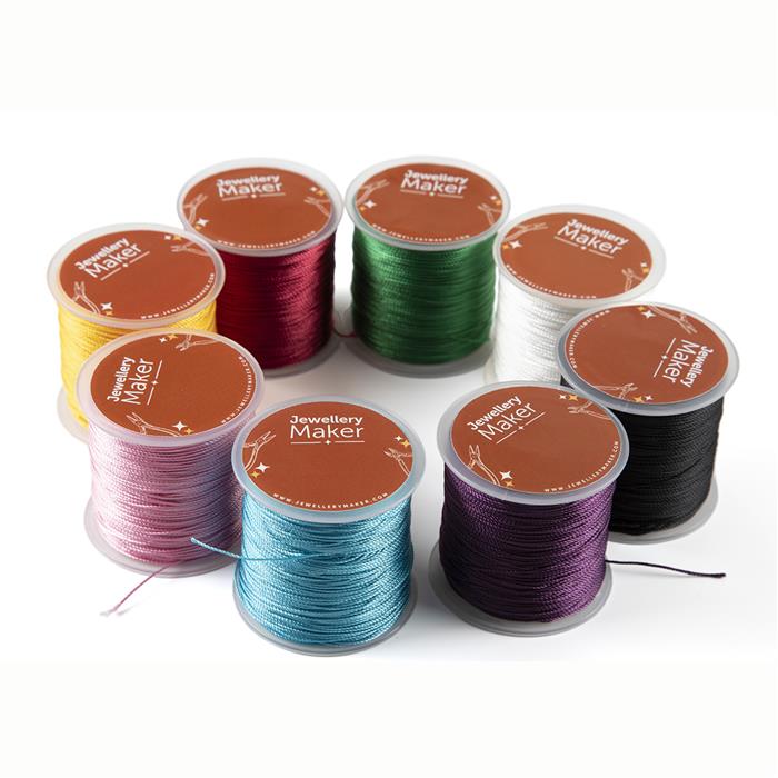 8 Colours of Nylon Cord, 50m of Each Colour | JewelleryMaker