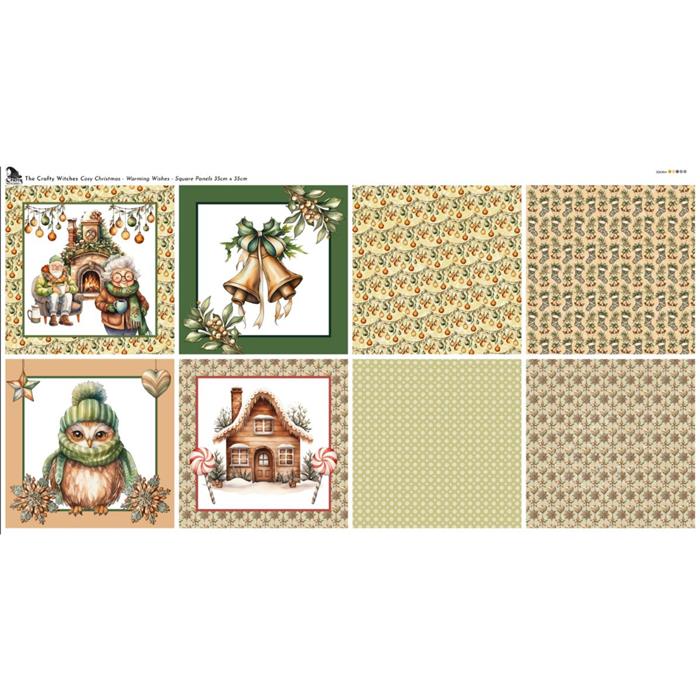 The Crafty Witches Cosy Christmas Feature Panel Warming Wishes Fabric ...