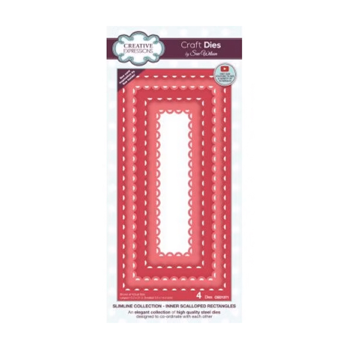 Creative Expressions - Inner Scalloped Rectangles Craft Dies By Sue Wilson | HobbyMaker