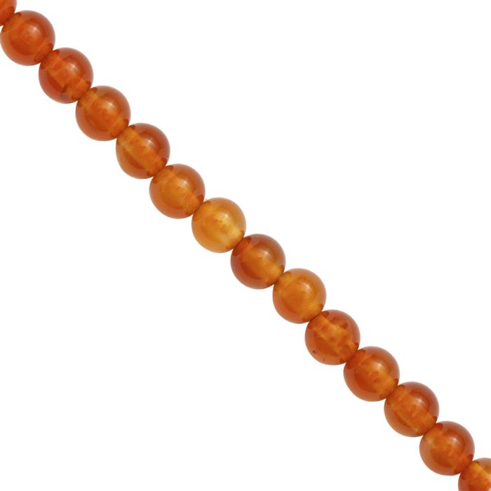 47cts Carnelian Smooth Round Approx 5 to 6mm 19cm Strands | JewelleryMaker